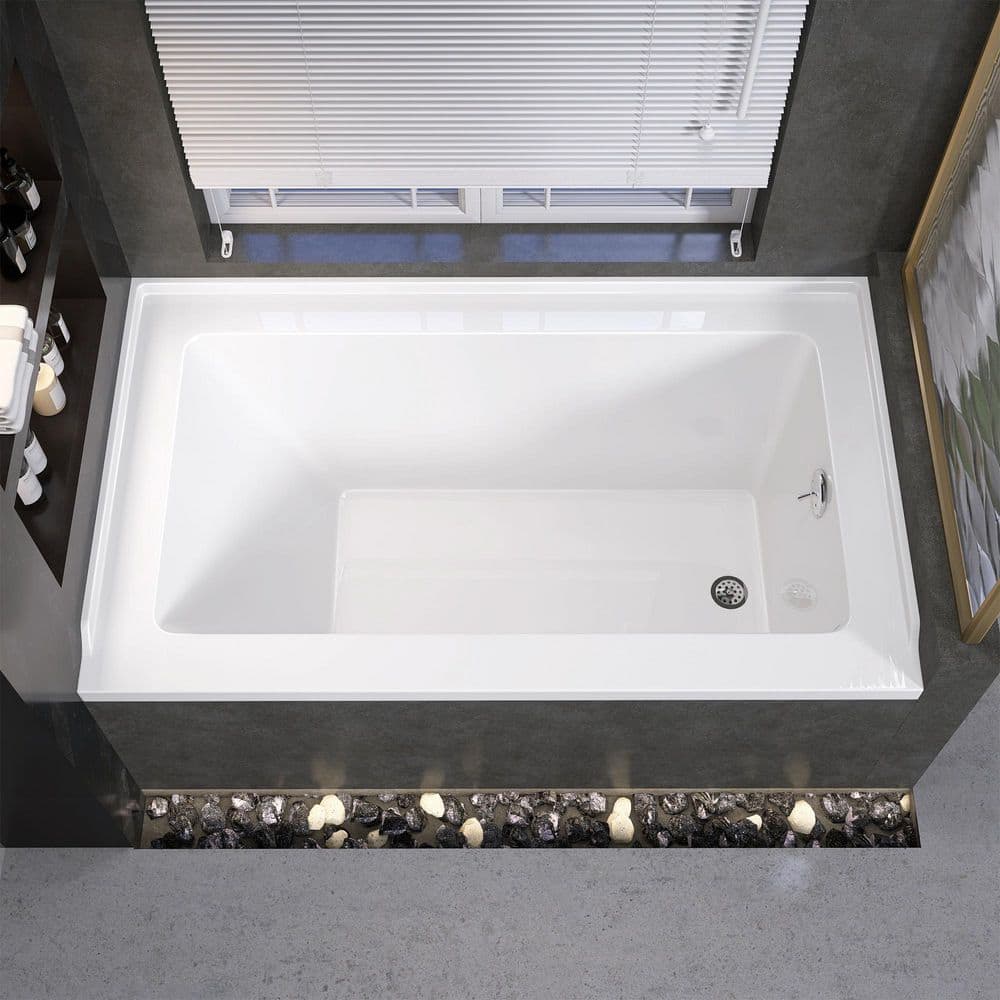 Zeafive Dor 54 in. x 32 in. Rectangular Acrylic Soaking Drop-In Bathtub ...