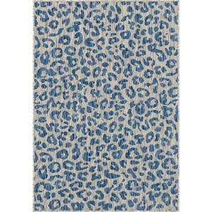 Unique Loom Azure Leopard Outdoor 9 ft. x 12 ft. Area Rug 3145225 - The ...