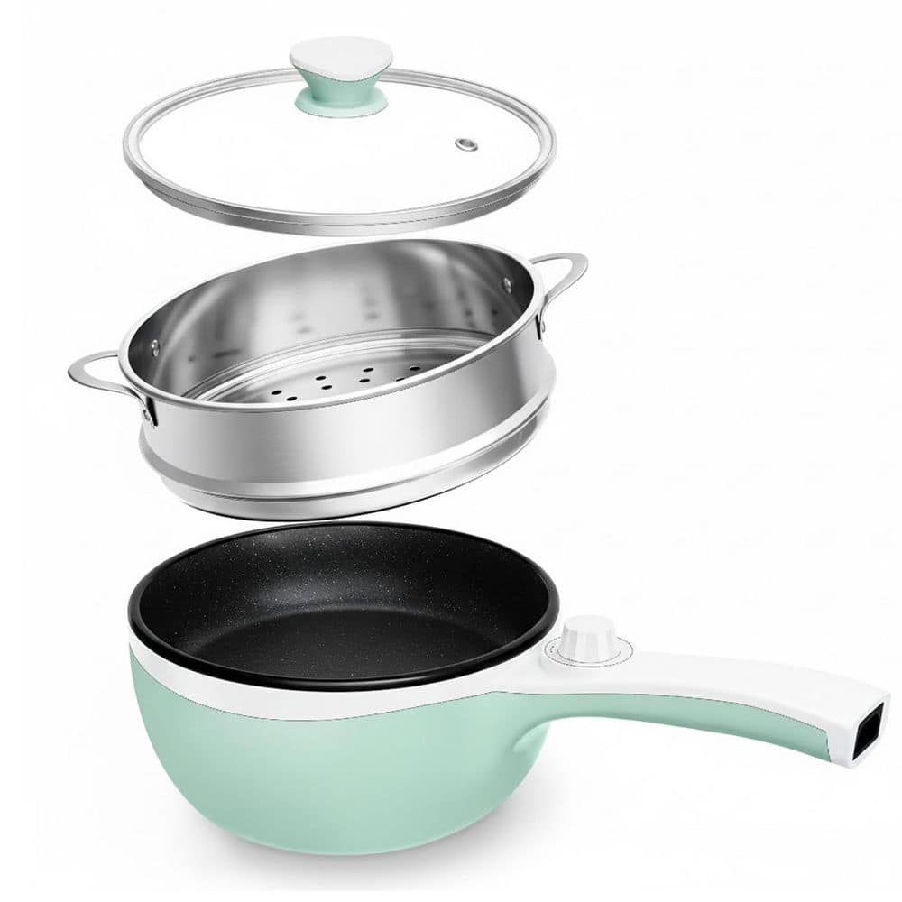 1.5L Electric Hot Pot with Steamer Non-Stick Saute Pans Adjustable ...