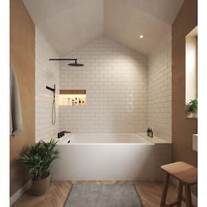 Wyndham Collection Grayley 66 in. L x 32 in. W Soaking Alcove Bathtub ...