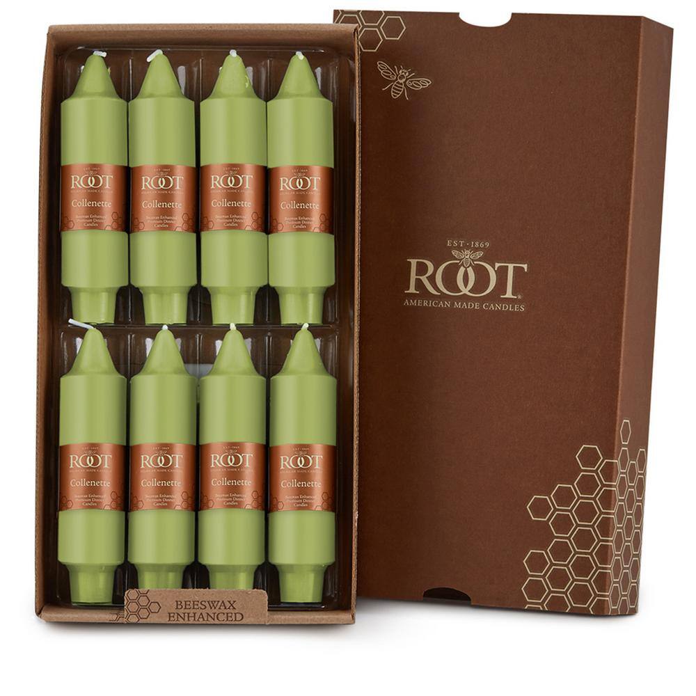 ROOT CANDLES Smooth Collenette 5 in. Willow Green Unscented Taper ...