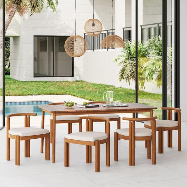 CHRISTOPHER KNIGHT HOME Calden Rustic Patio 7-Piece Teak Finish Solid ...