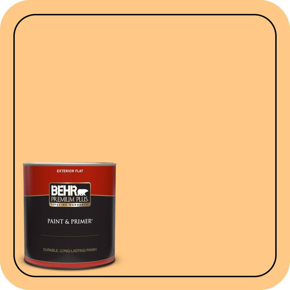 BEHR PREMIUM PLUS 1 qt. #290B-5 Torchlight Flat Exterior Paint & Primer ...