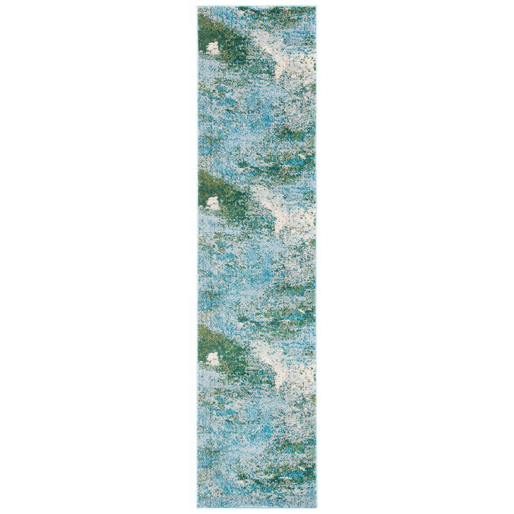 SAFAVIEH Madison Light Blue/Green 2 ft. x 6 ft. Abstract Gradient ...