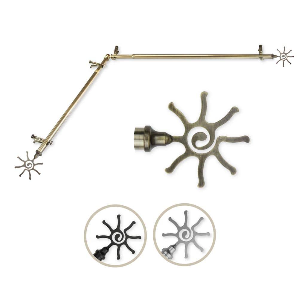 Sole Corner Window Curtain Rod 13/16 inch dia. 120-170" - Antique Brass ...