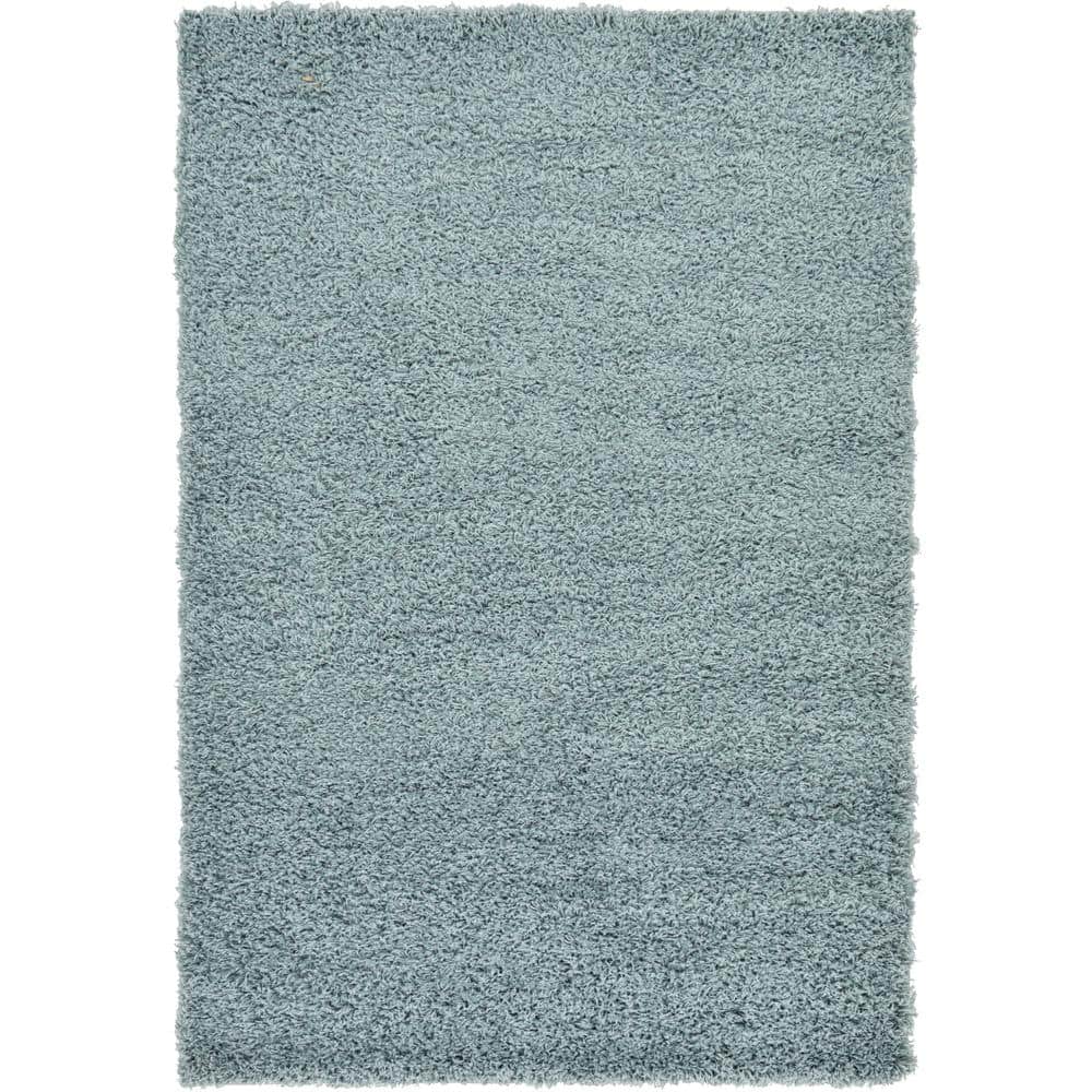 Unique Loom Solid Shag Slate Blue 4 ft. x 6 ft. Area Rug 3127982 - The ...