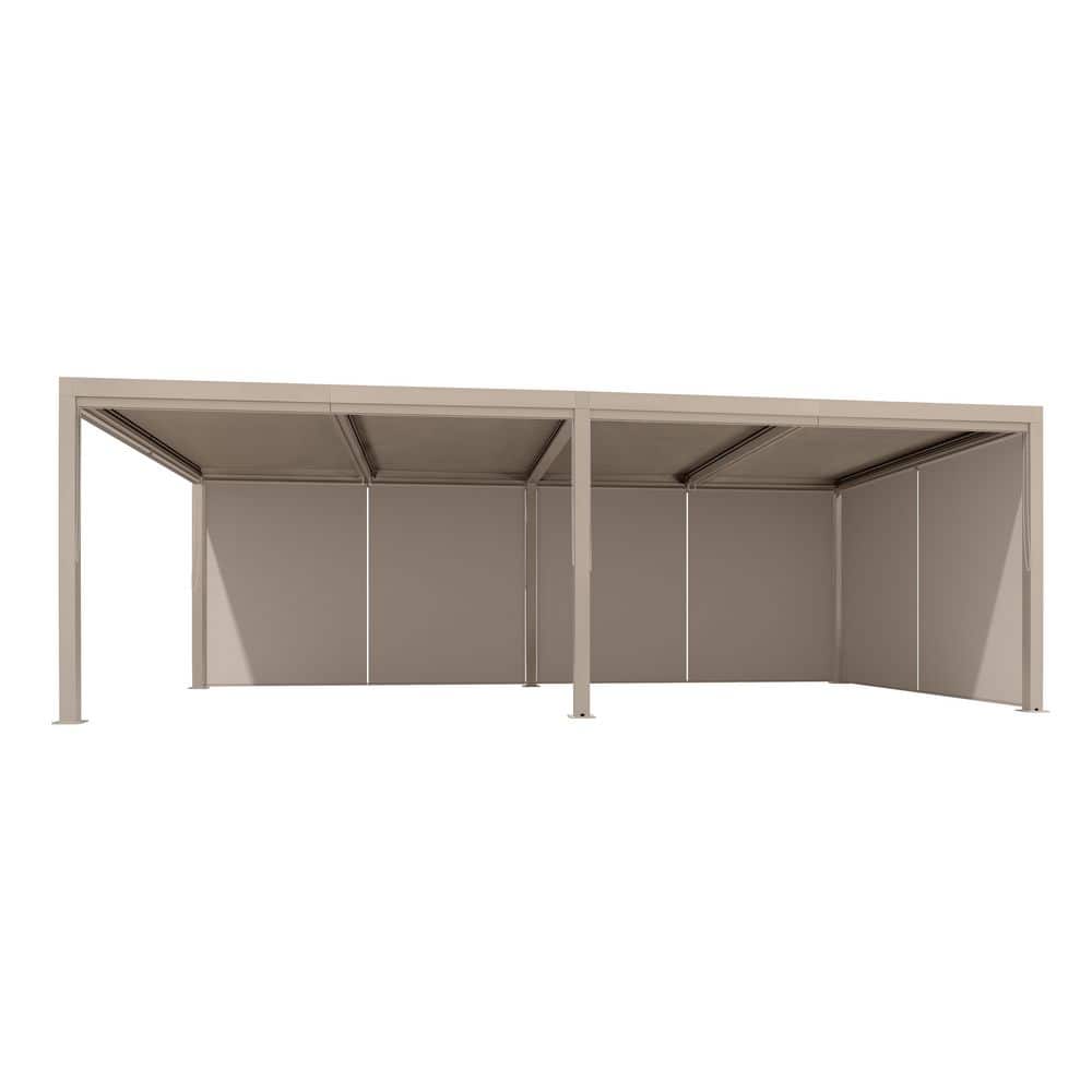 PURPLE LEAF 12 ft. x 24 ft. Champagne Aluminum Frame Louvered Pergola ...
