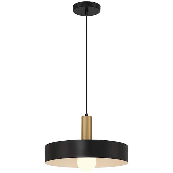 Access Lighting Slate 60-Watt 1-Light Black Shaded Pendant Light 23798-BWA - The Home Depot