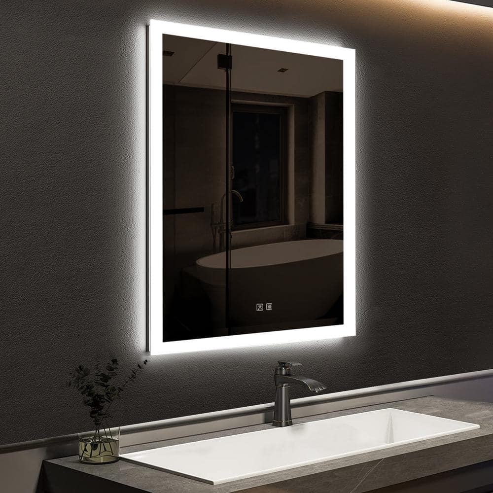 HOMEIBRO 24 in. W x 30 in. H Rectangular Frameless LED Light with 3 ...