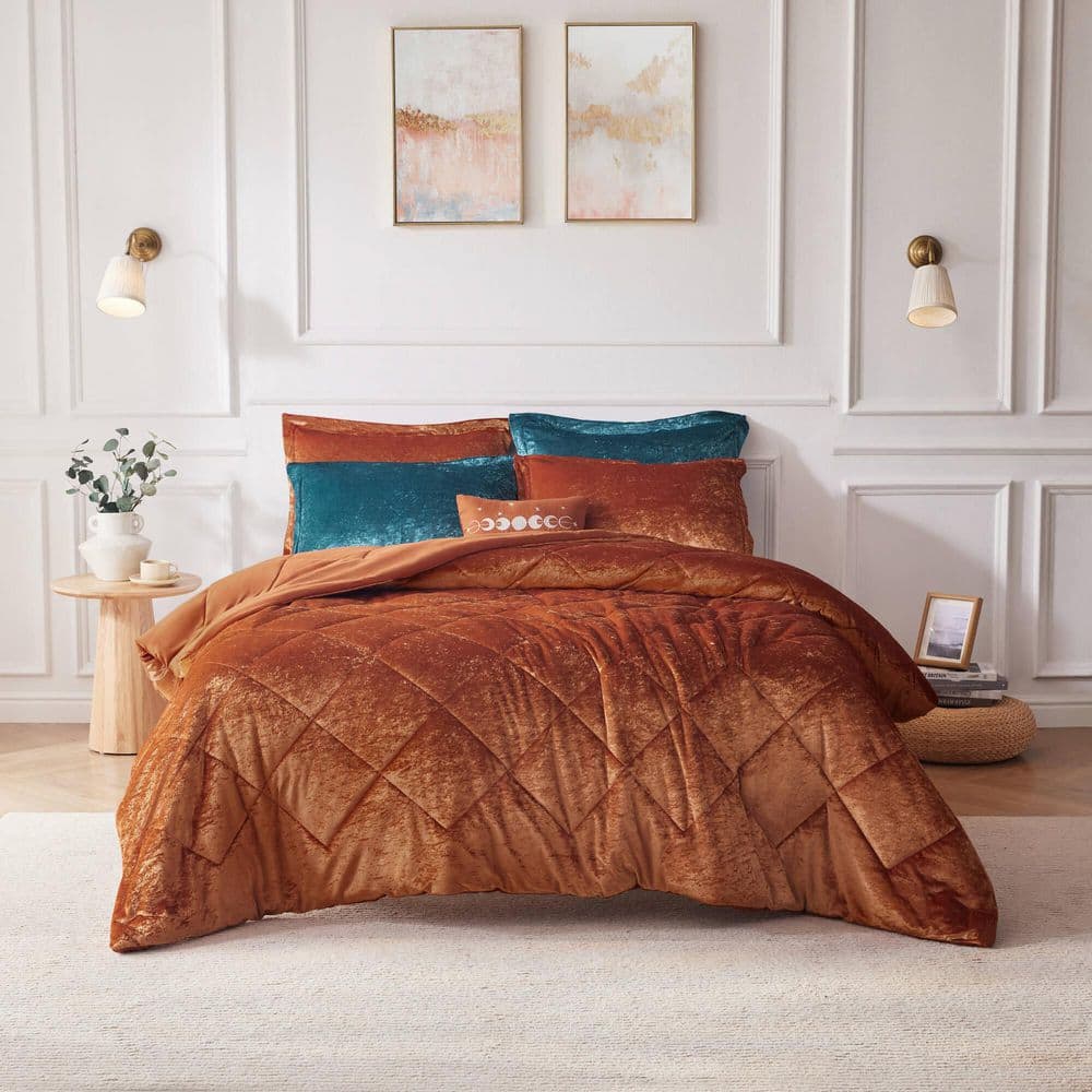 Intelligent Design Isabel (3-Piece) Rust Polyester Twin/Twin X L Velvet ...