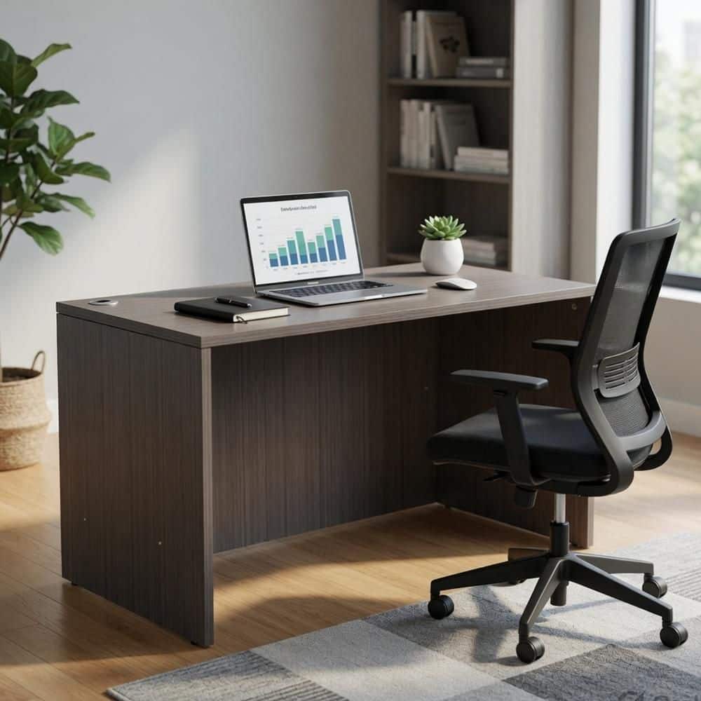 Benjara Nea 24 in. Rectangle Driftwood Smoke Gray Wood Office Desk ...