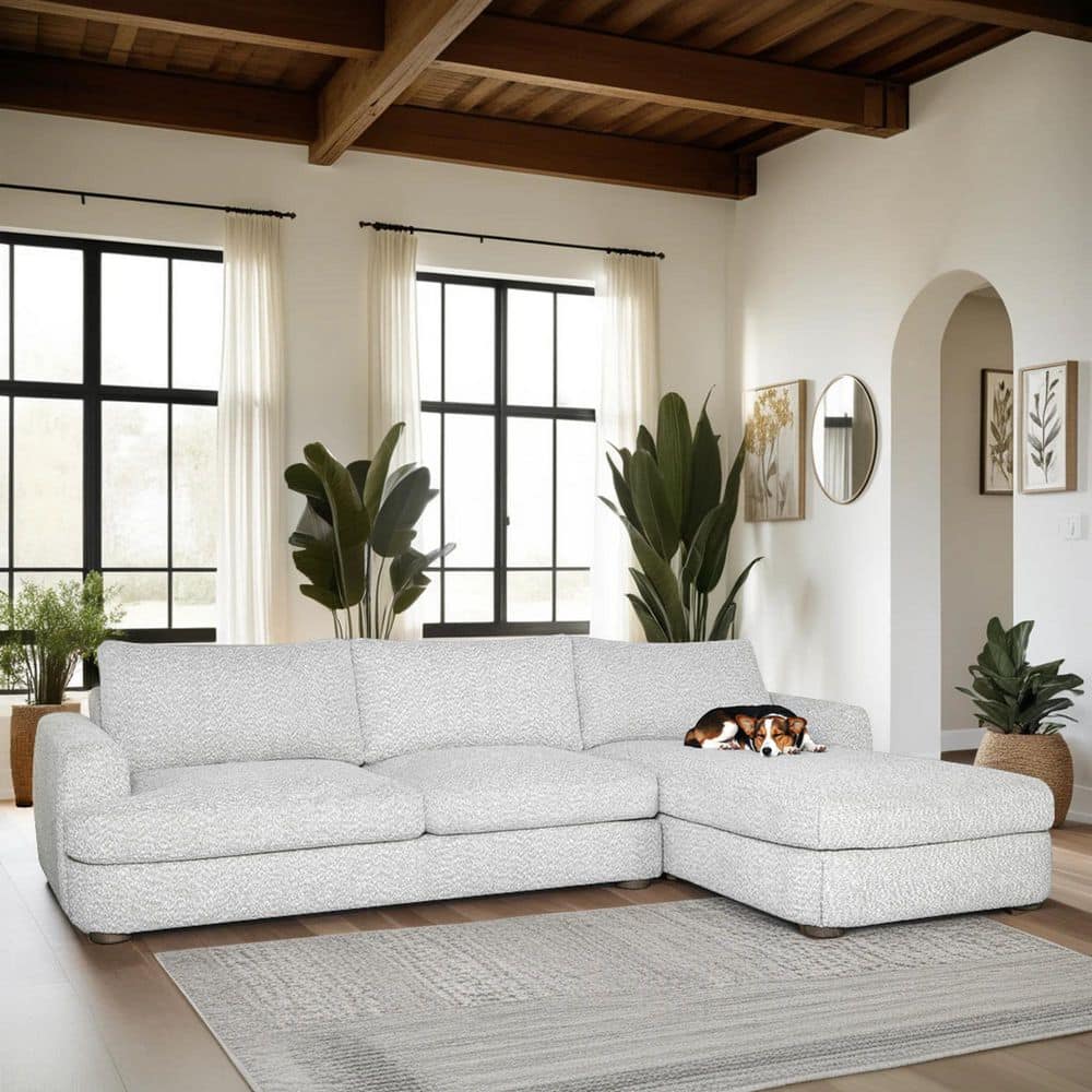 Armen Living Reid 123 in. Right Arm Facing Rectangular Sectional Sofa ...