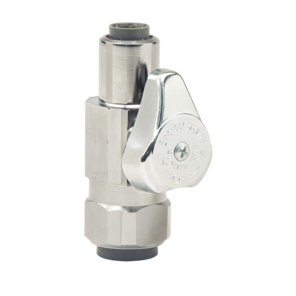 BrassCraft 1/2 in. Push Connect Inlet x 3/8 in. OD Push Connect Outlet 1/4-Turn Straight Valve ...
