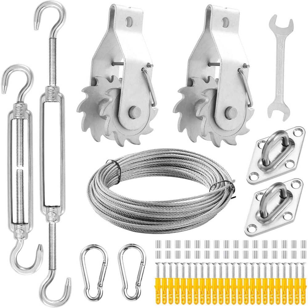 Oyezvary 50 ft. Stainless Steel Sunshade Hardware Kit with Ratchet ...