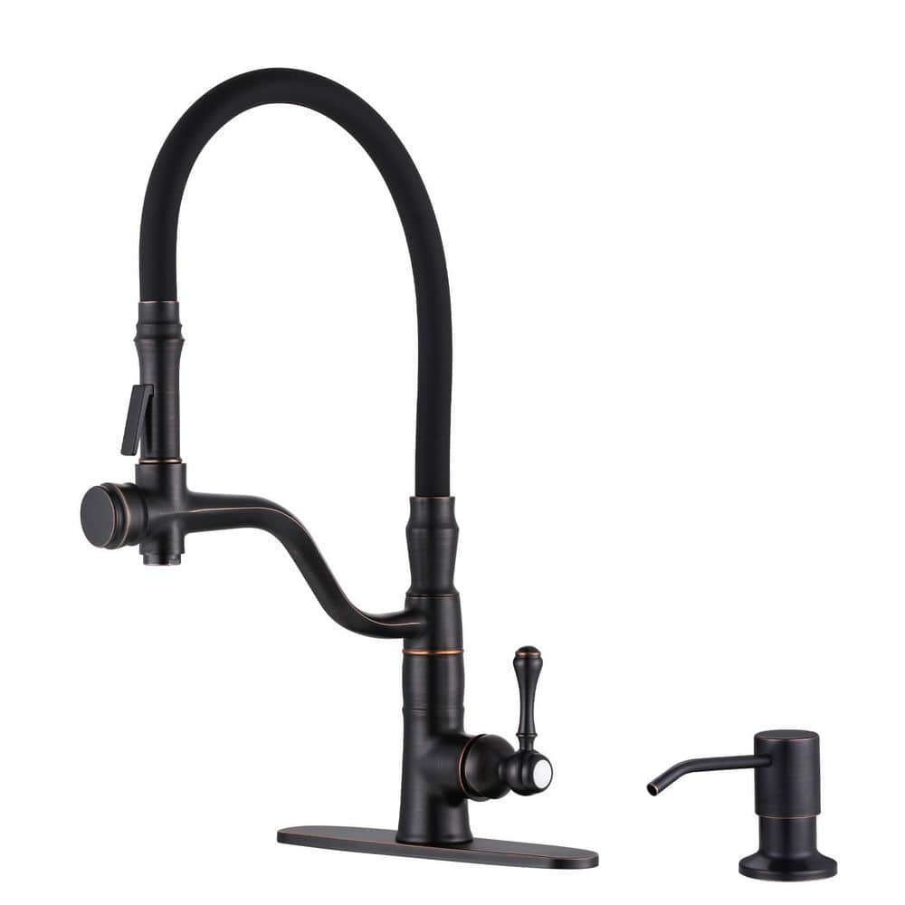 AVITAS 20.4 in. H Single Handle Brass Pull Down Sprayer Kitchen Faucet ...