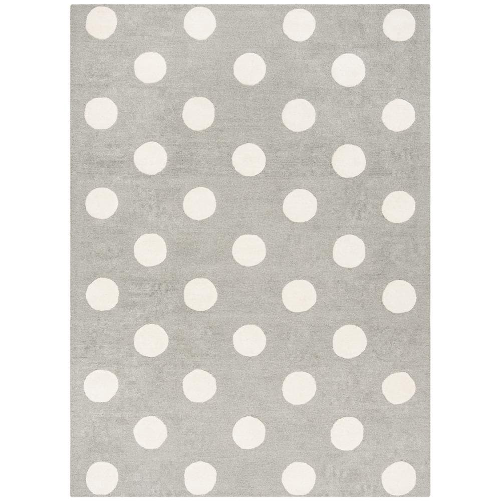 SAFAVIEH Kids Gray/Ivory 5 ft. x 7 ft. Geometric Polka Dot Area Rug ...