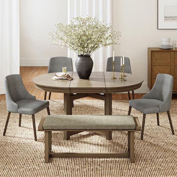 JAYDEN CREATION Clara 6-Piece Grey Solid Wood Frame Dining Sets with ...