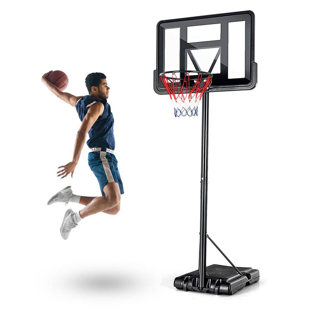 Tatayosi 4.25 ft.-10 ft. Height Adjustable Outdoor Portable Basketball ...