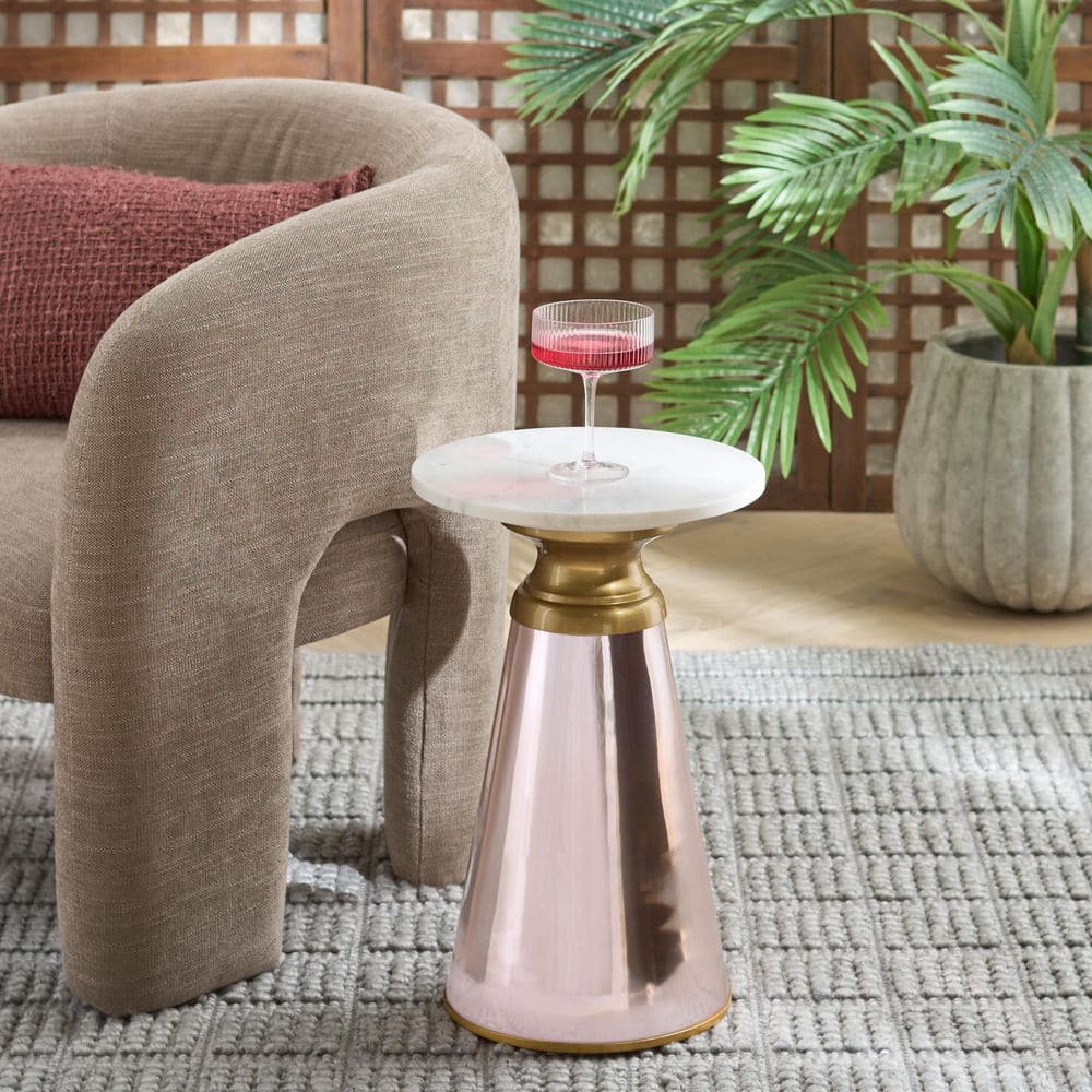 SAFAVIEH Guido 12 in. Pink/White Glass End Table ACC3215B - The Home Depot