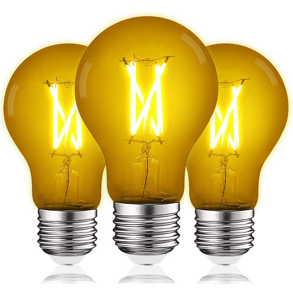 LUXRITE 60-Watt Equivalent A19 Edison LED Yellow Light Bulb 4.5-Watt ...