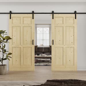 ARK DESIGN 28 in. x 80 in. 6-Panel Unfinished Solid Core Pine Wood No ...