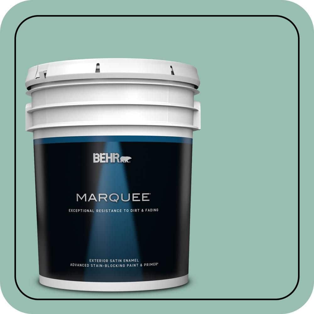 BEHR MARQUEE 5 gal. #PPU12-07 Spring Stream Satin Enamel Exterior Paint ...