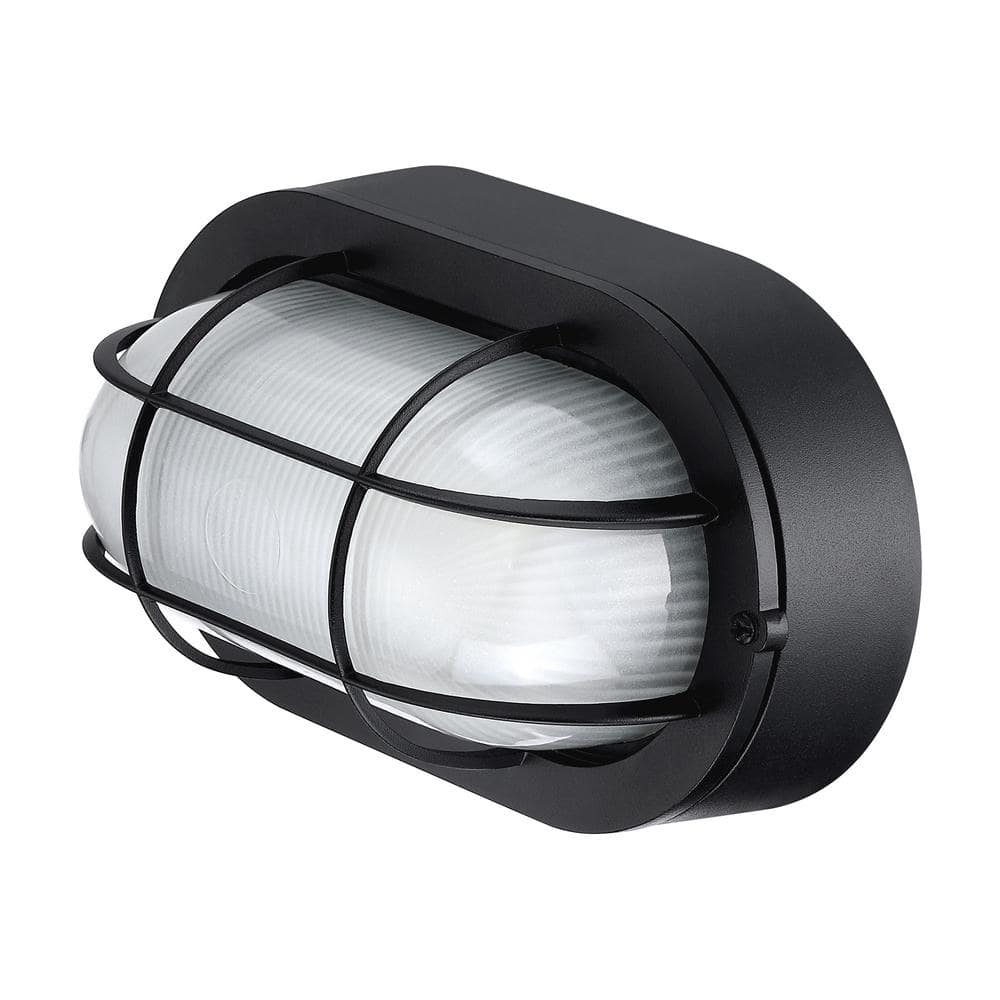Hukoro Ali Textured Black Outdoor bulkhead Wall Lantern Sconce with ...