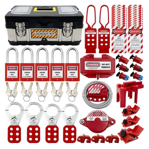 Vrbgify 39-Pack Portable Lockout Tagout Kit OSHA Compliant Heavy Duty ...