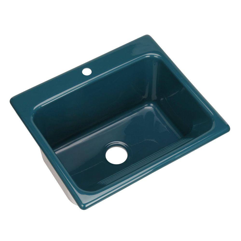Thermocast Kensington Drop-In Acrylic 25 in. 1-Hole Single Bowl Utility ...