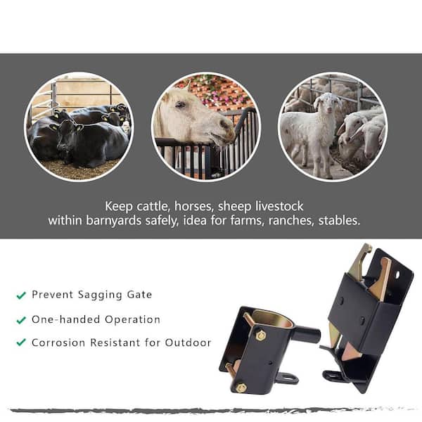 KIWDZFU Steel Heavy Duty 2-Way Farm Gate Latch for Metal Gates ...