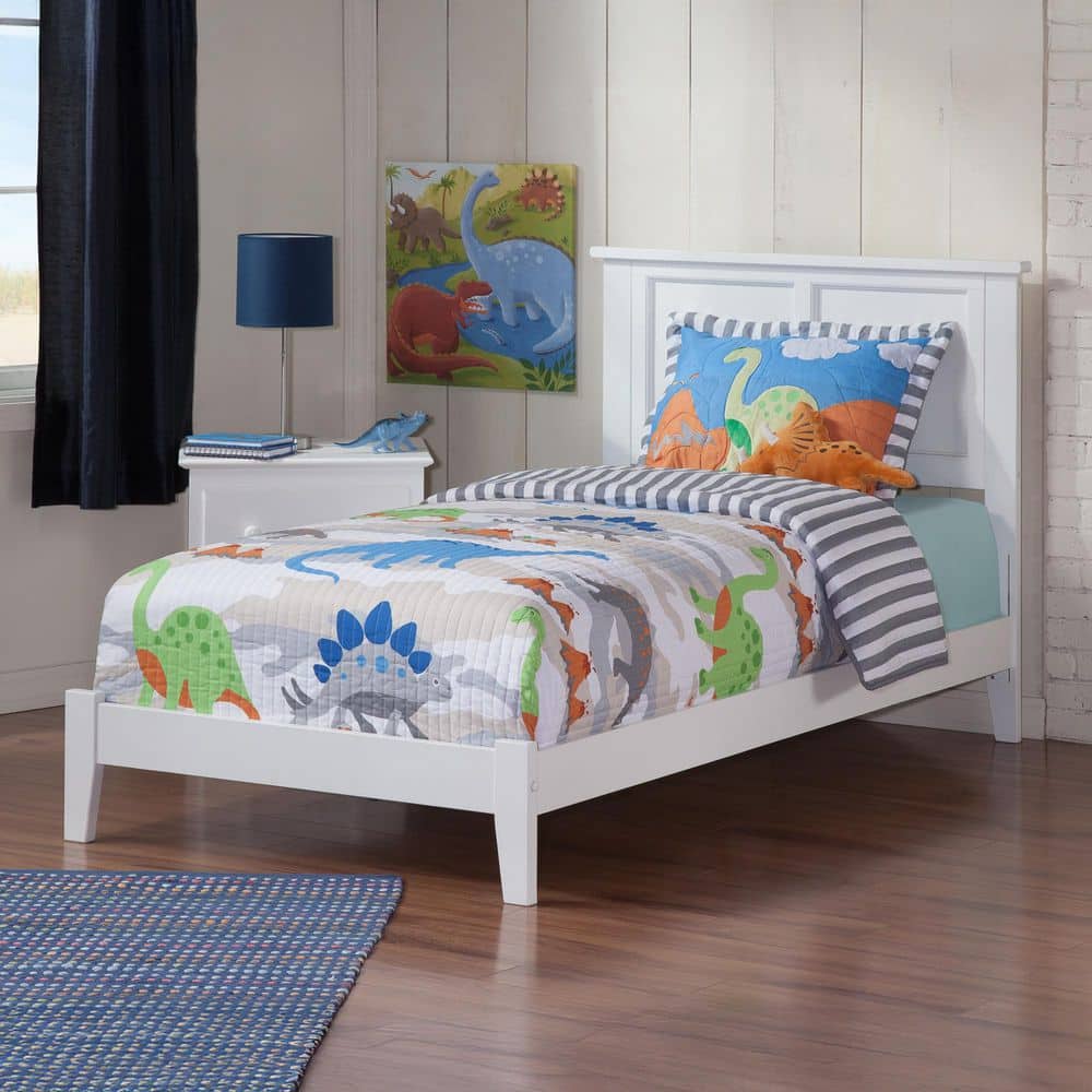 AFI Madison White Solid Wood Twin Traditional Panel Bed with Open ...