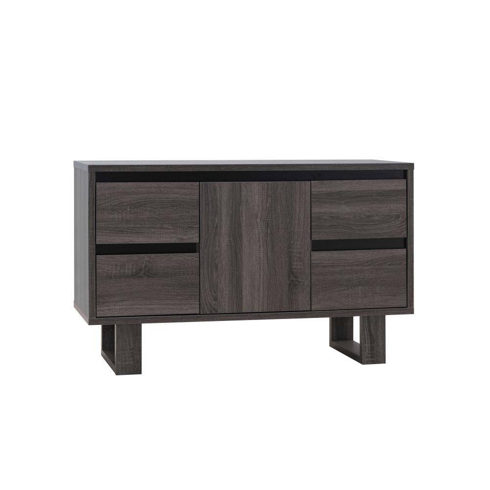 Benjara 47.25 in. Gray and Black Wood TV Stand Fits TVs up to 50 Inch ...
