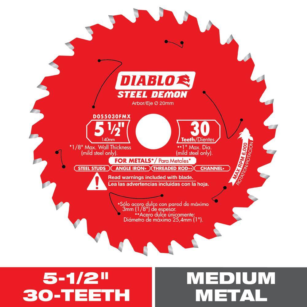 DIABLO 5-1/2in. x 30-Tooth Steel Demon Carbide-Tipped Circular Saw ...