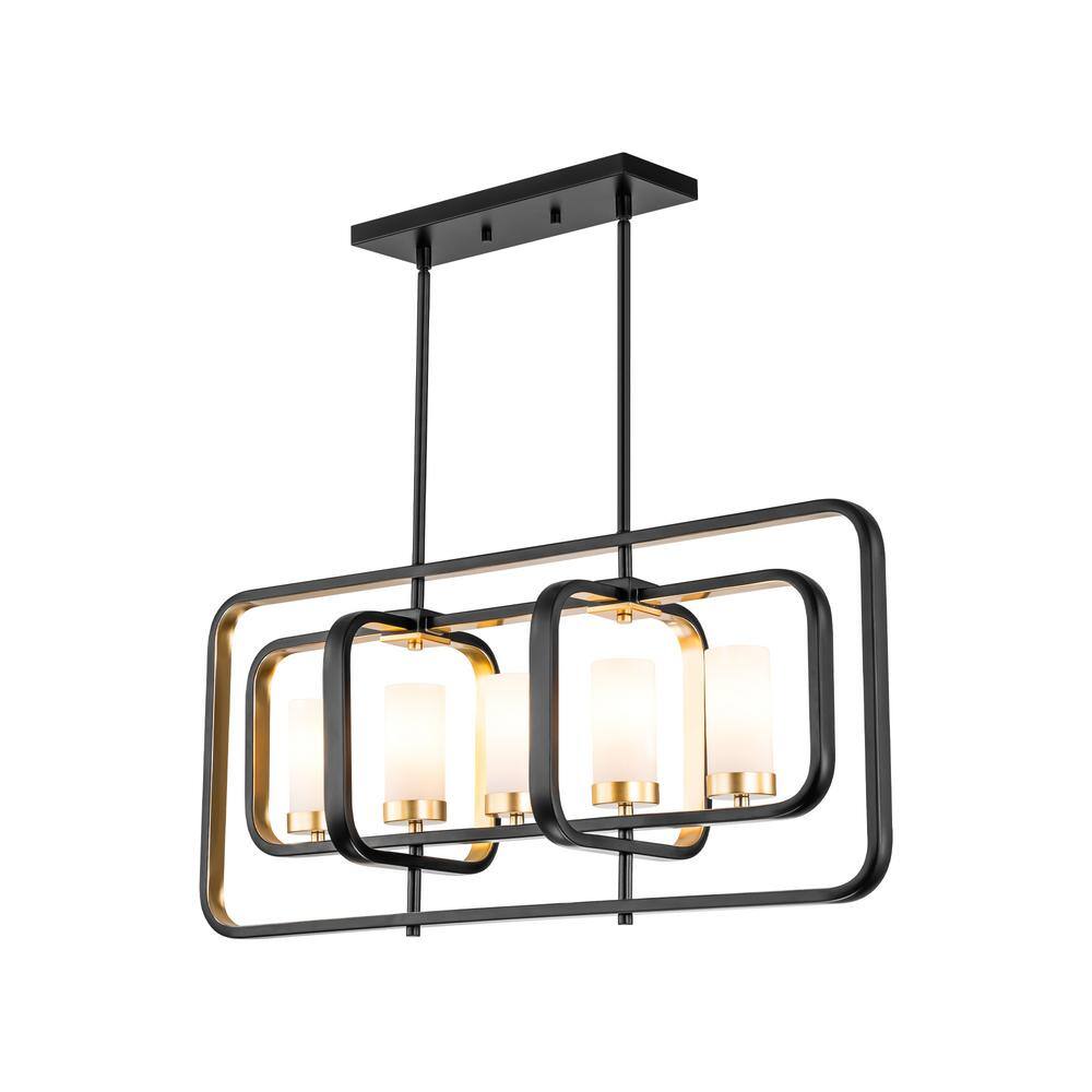 RRTYO Mager 5-Light Matte Black Industrial Rectangular Linear ...