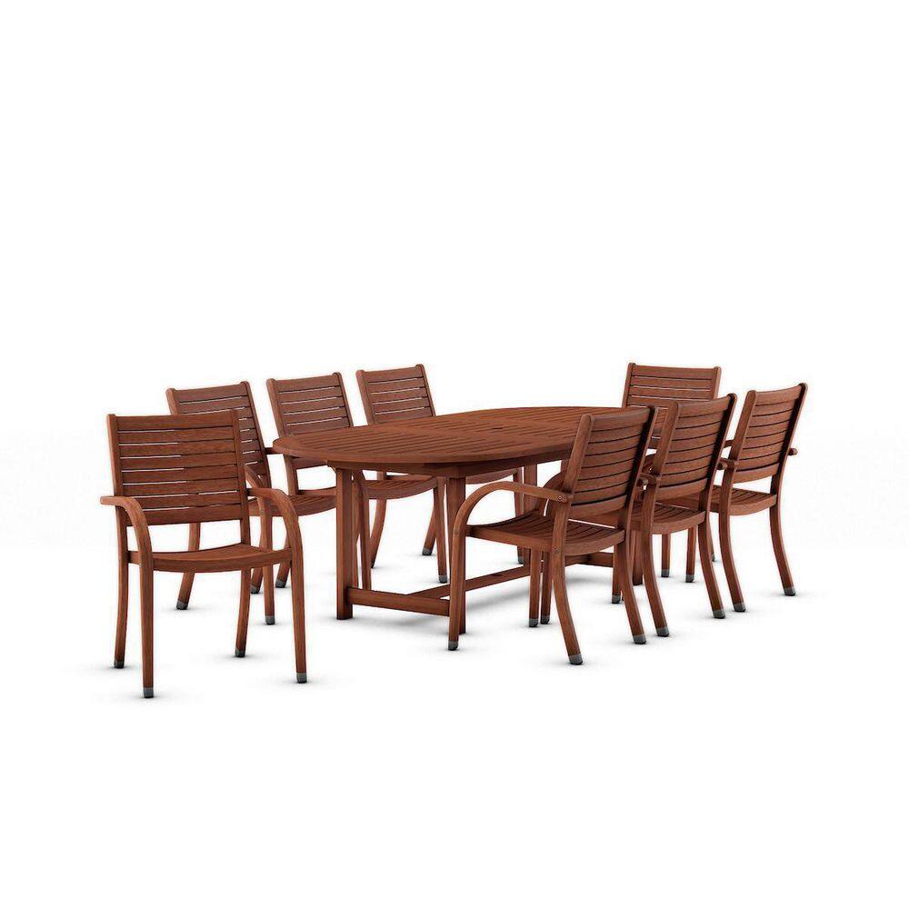 Amazonia Arizona 9-Piece Solid Wood 100% FSC Certified Extendable Oval ...