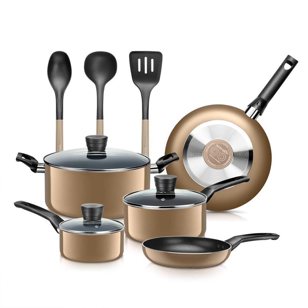 SereneLife 11 Piece Pots and Pans Non Stick Chef Kitchenware Cookware ...