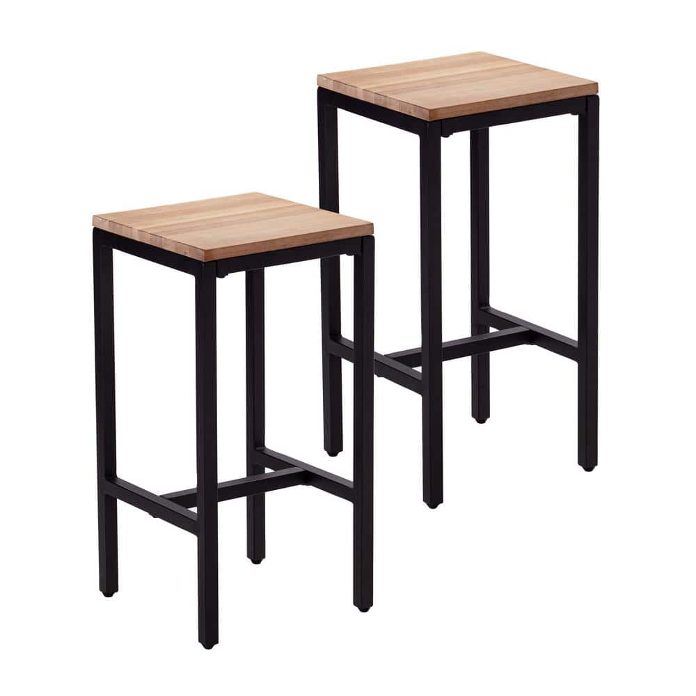 Southern Enterprises Brella 26 in. Black Iron Backless Bar Stool with ...