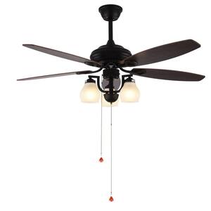 OUKANING 52 in. Indoor Integrated LED Brown Tropical Ceiling Fan with ...
