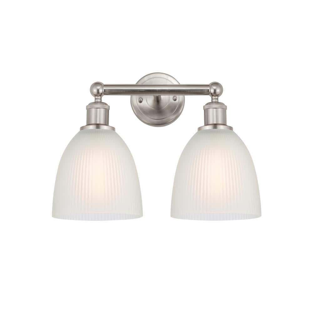 Innovations Castile 15 in. 2 Light Brushed Satin Nickel, White Vanity ...