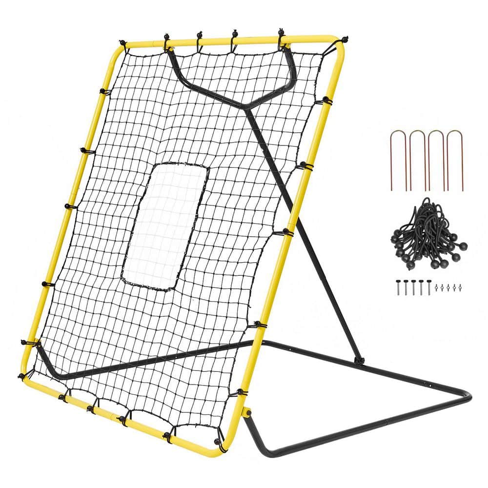 SKYSHALO Baseball And Softball Rebounder Net, 4 x 4.5 ft. PitchBack Baseball Nest for Pitching ...