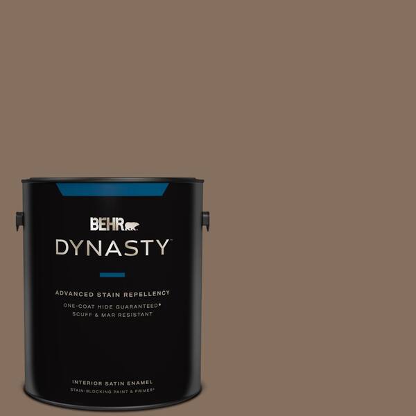 BEHR DYNASTY 1 gal. #N230-6 Whiskey Barrel One-Coat Hide Satin Enamel ...