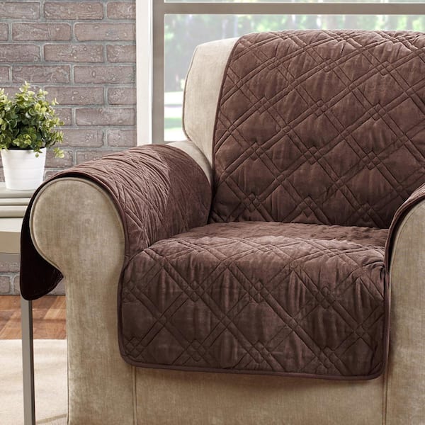 Sure-Fit Microfiber Pet Chocolate Polyester Chair Slipcover SF44896 ...