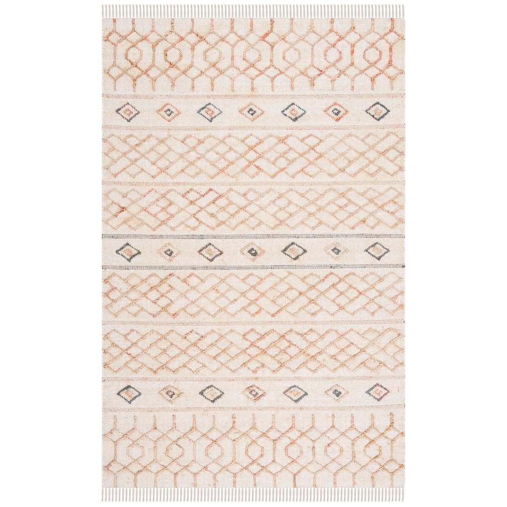 SAFAVIEH Natural Fiber Beige/Ivory 8 ft. x 10 ft. Geometric Woven Area ...