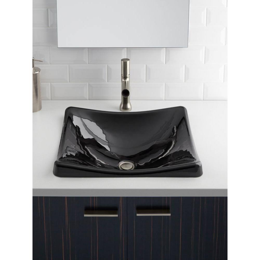 KOHLER DemiLav Wading Pool Cast Iron Vessel Sink in Black K-2833-7 ...