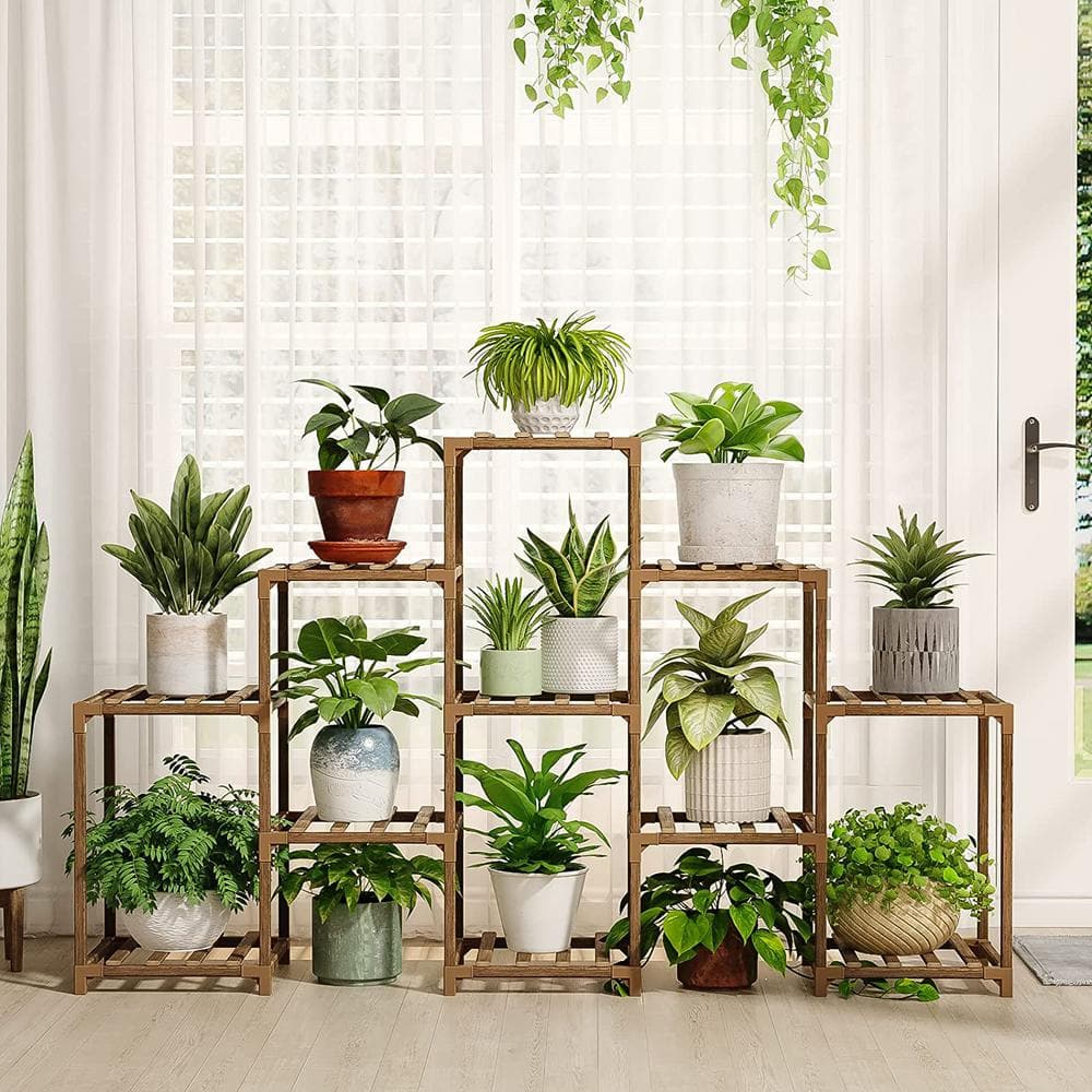 Plant Racks, Indoor and Outdoor Plant Racks Wooden Outdoor Multilayer ...