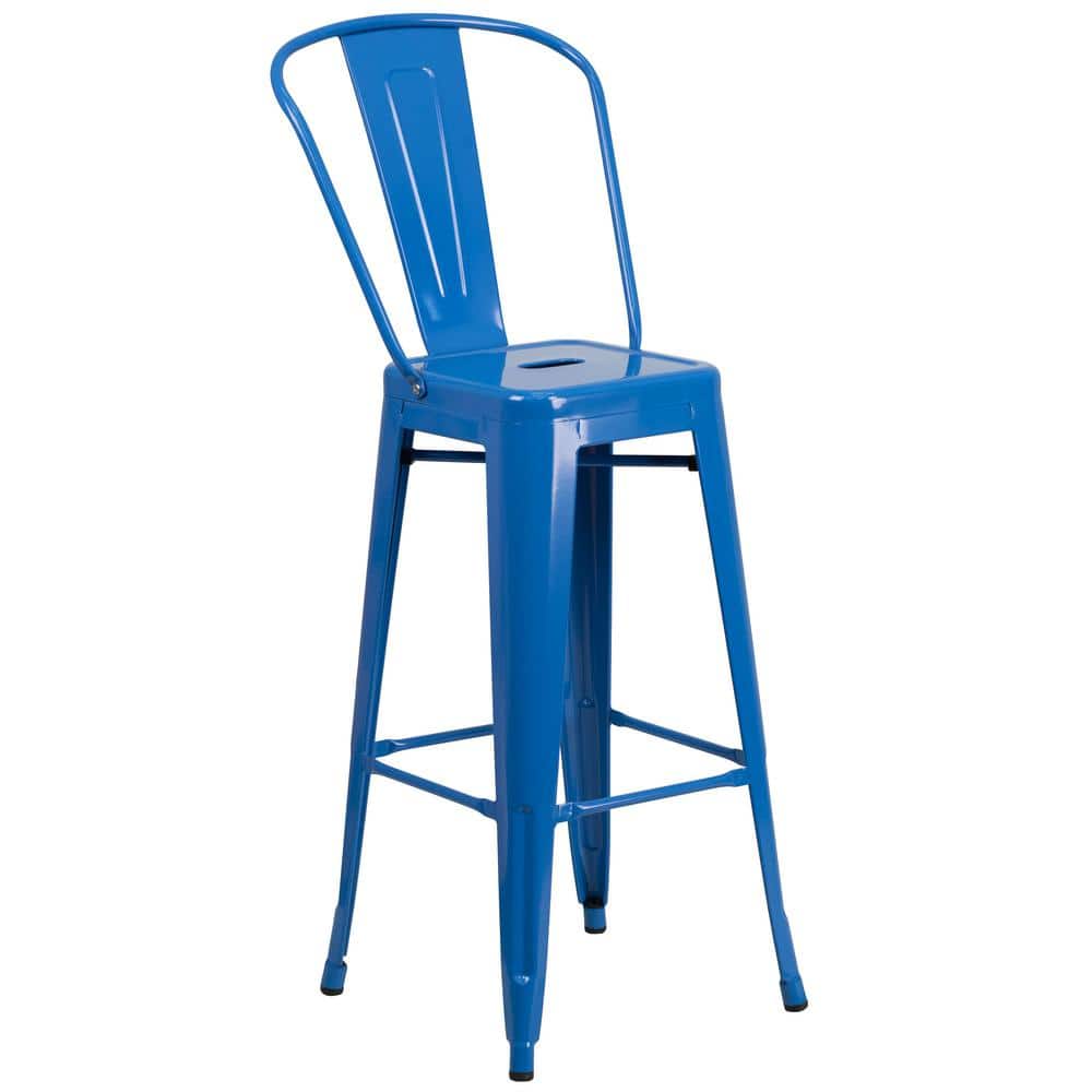 Flash Furniture 30.25 in. Blue Metal Bar Stool CH3132030GBBL - The Home ...