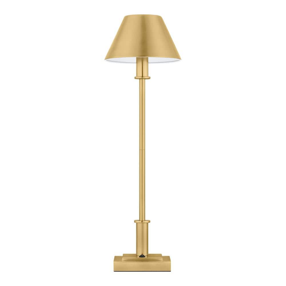 Hampton Bay 26 in. Gold Rechargeable Integrated LED Buffet Table Lamp ...