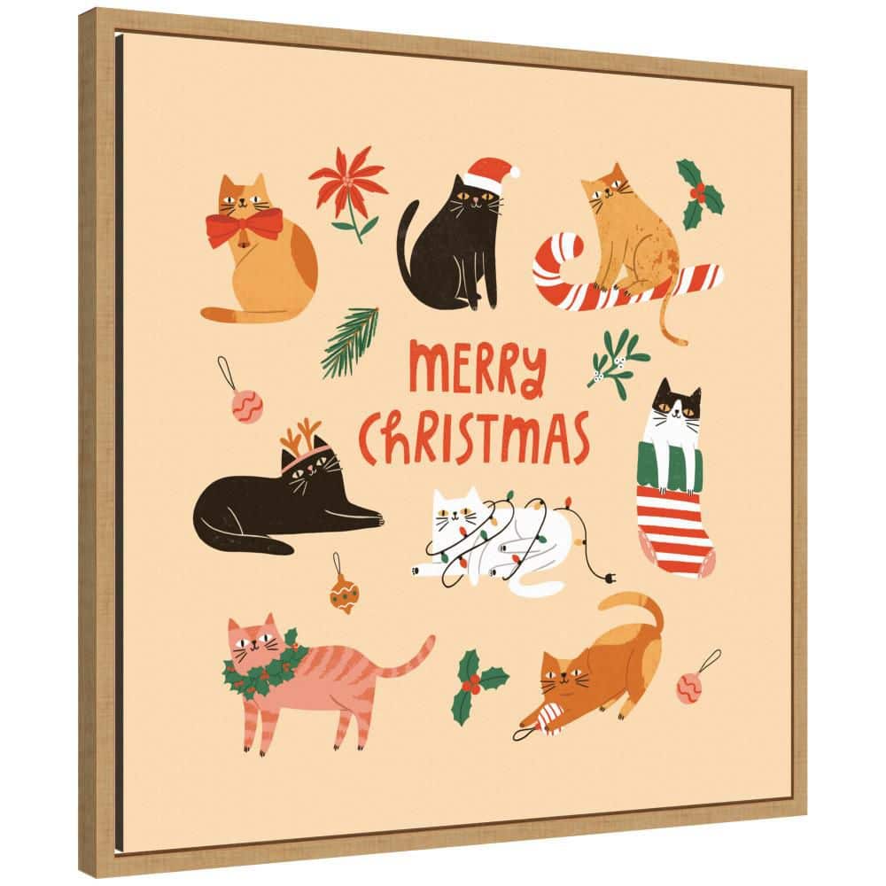 Kate and Laurel Sylvie "Christmas Cats" by Tania Garcia Framed Holiday ...