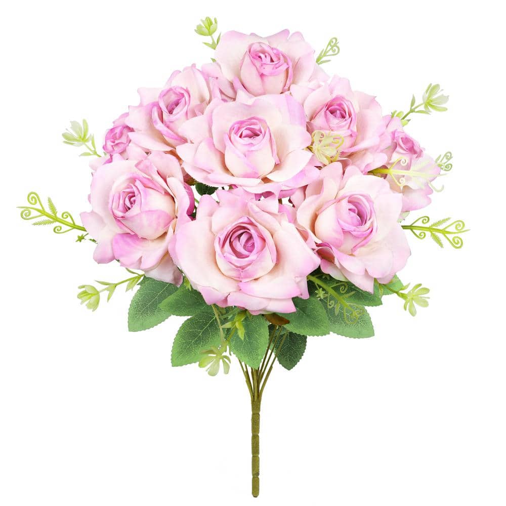 LIVING LUXURY 17 in. Blush Lavender Artificial Gardenia Rose Flower ...