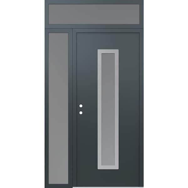 Tessari Doors A11 48 in. x 96 in. Silver P Right-Hand/Inswing Frosted ...